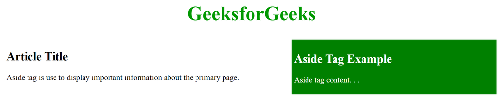 How To Create An Html Document Which Uses Aside Element Geeksforgeeks