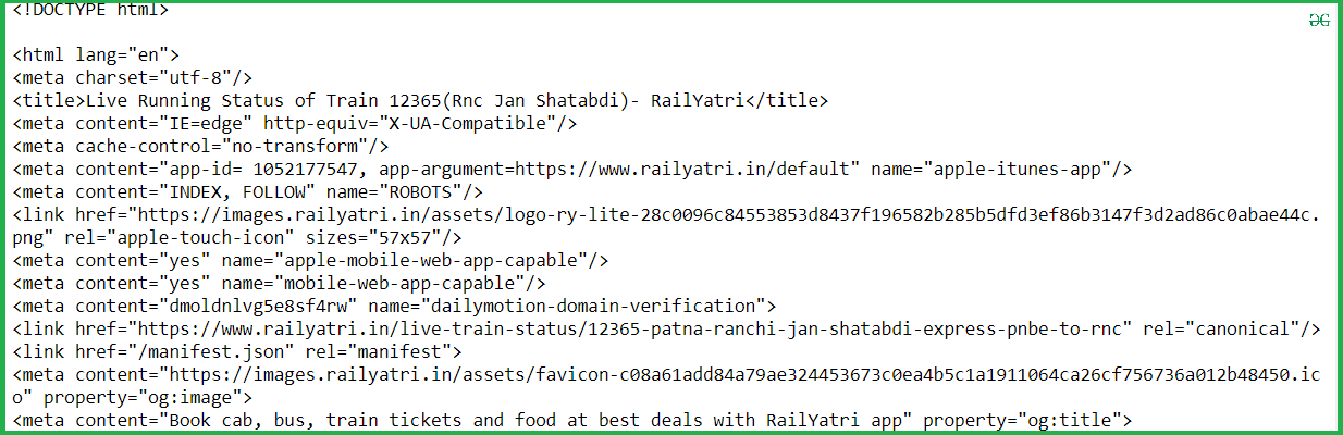 Get live train status using Python - GeeksforGeeks