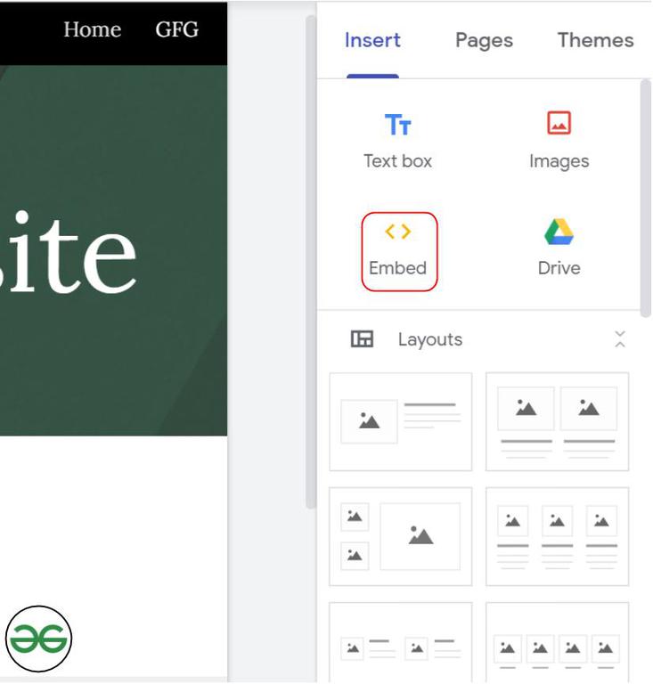 How to insert a website in New Google Sites? - GeeksforGeeks