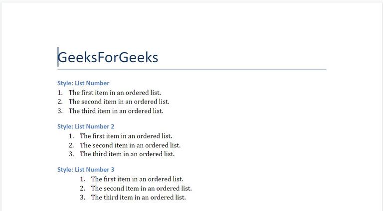 Working with Lists - Python .docx Module - GeeksforGeeks