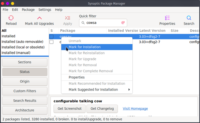 Using Synaptic Package Manager to Download a Package in Linux ...