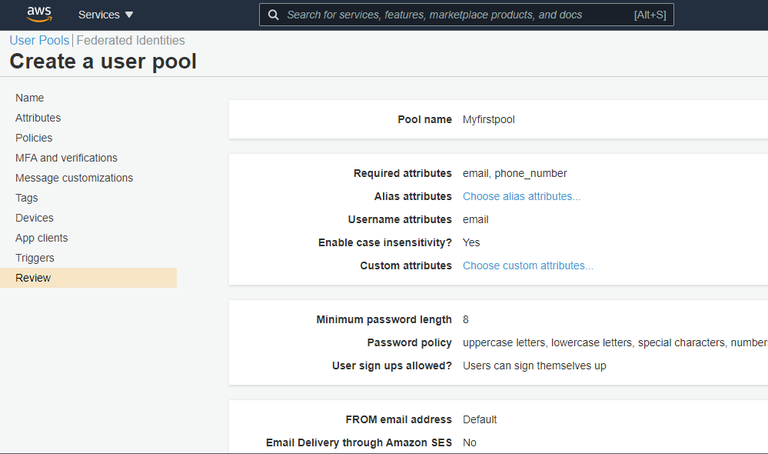 Amazon Web Services - Creating a User Pool in AWS Cognito - GeeksforGeeks