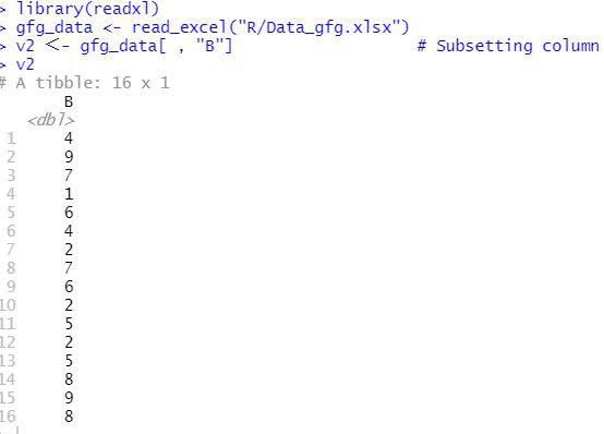 Convert an Excel column into a list of vectors in R - GeeksforGeeks