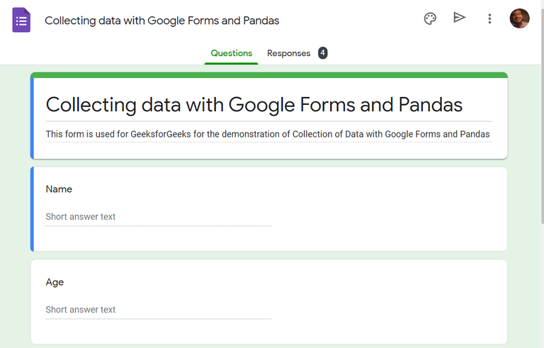 Collecting data with Google forms and Pandas - GeeksforGeeks