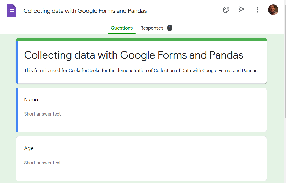 Collecting data with Google forms and Pandas - GeeksforGeeks