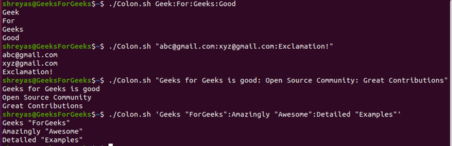 Shell Script to Separate Colon From the Given Input - GeeksforGeeks