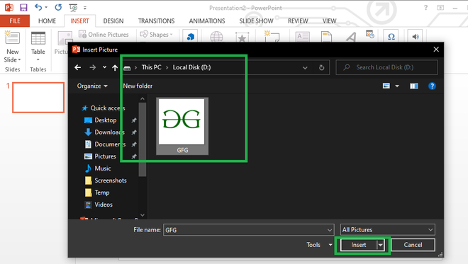 How to Insert a Picture in MS Powerpoint - GeeksforGeeks