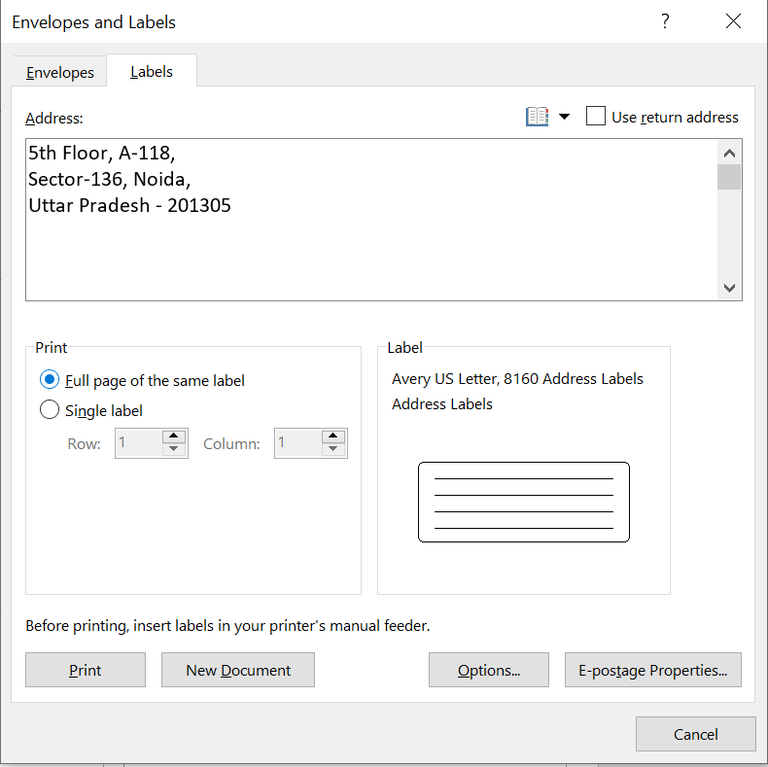 Envelopes and Labels in MS Word - GeeksforGeeks