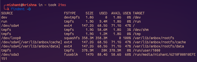 Findmnt - Find all mounted filesystems on Linux - GeeksforGeeks
