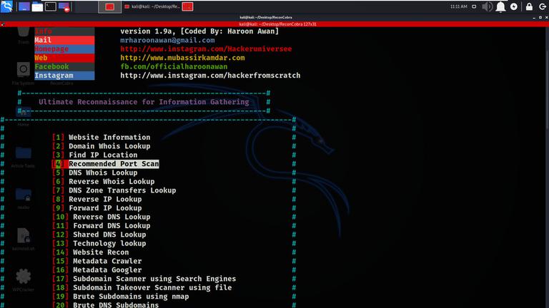 ReconCobra - Software for Information Gathering - GeeksforGeeks