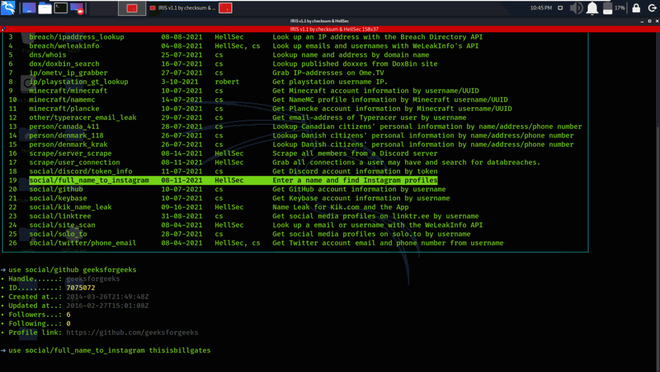 IRIS - Open-source intelligence framework - GeeksforGeeks