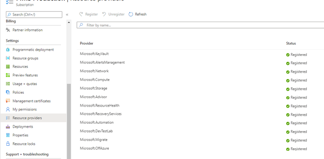 Microsoft Azure - Enabling Resource Providers for Azure Subscription ...