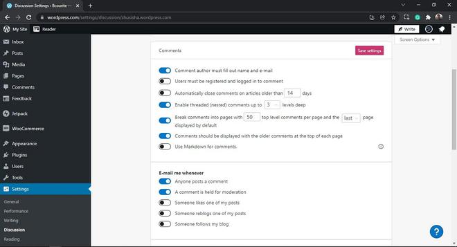 WordPress Discussion Setting - GeeksforGeeks