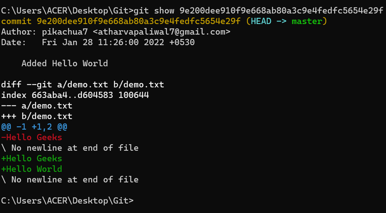 Git Git Show Command Line Utility Geeksforgeeks