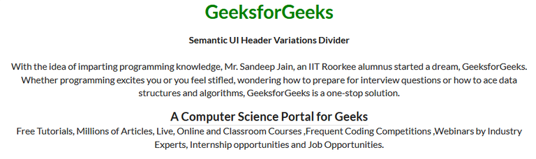 Semantic-UI Header Dividing Variations - GeeksforGeeks