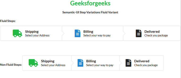Semantic-UI Step Fluid Variation - GeeksforGeeks