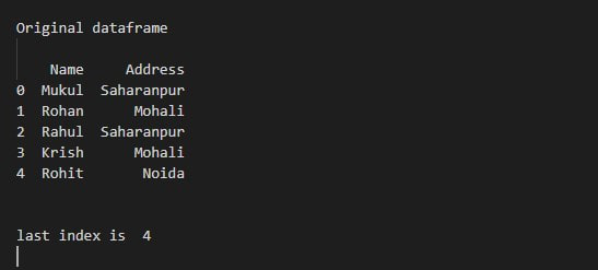  ndice De Acceso Del ltimo Elemento En Pandas DataFrame En Python 