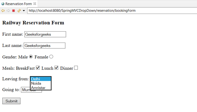 Spring - MVC Listbox - GeeksforGeeks
