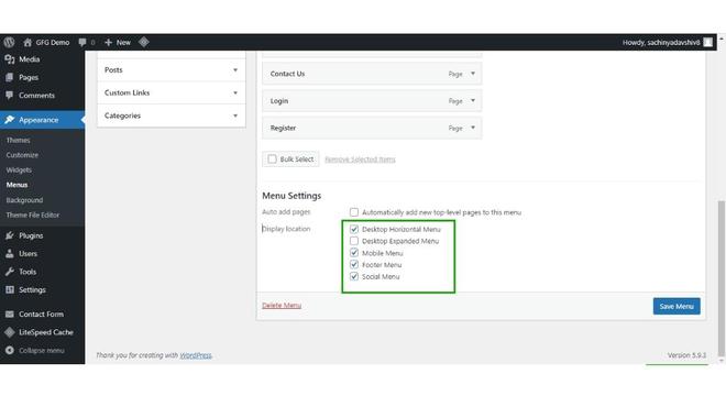 How to set-up Menus in WordPress ? - GeeksforGeeks