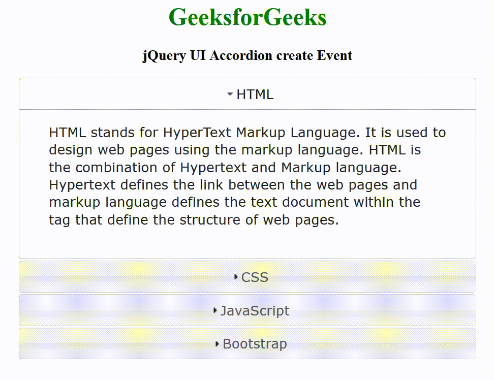 JQuery UI Accordion Create Event GeeksforGeeks JQuery UI Accordion Create Event GeeksforGeeks