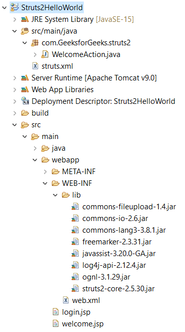 Hello World Example using Stuts2 - GeeksforGeeks