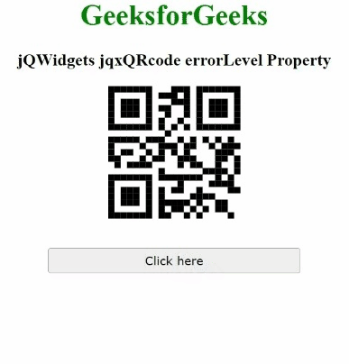 jQWidgets jqxQRcode errorLevel Property - GeeksforGeeks