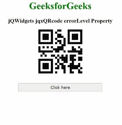 jQWidgets jqxQRcode errorLevel Property - GeeksforGeeks