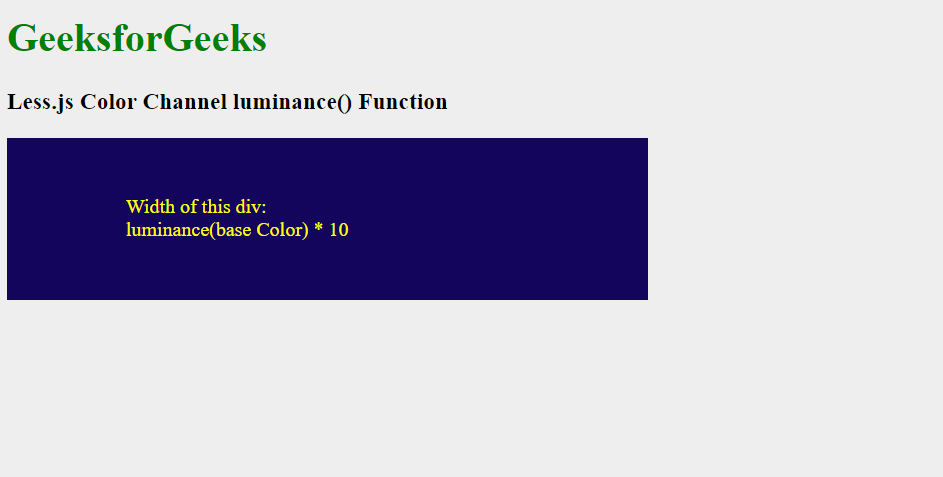 Less.js Color Channel luminance() Function - GeeksforGeeks