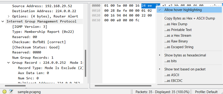 Packet Bytes Pane Functions in Wireshark - GeeksforGeeks