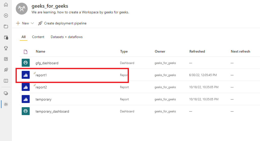 Power BI - How to add Reports to Dashboards? - GeeksforGeeks