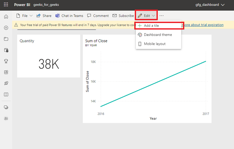 Power BI - How to add Web Content to Dashboard? - GeeksforGeeks