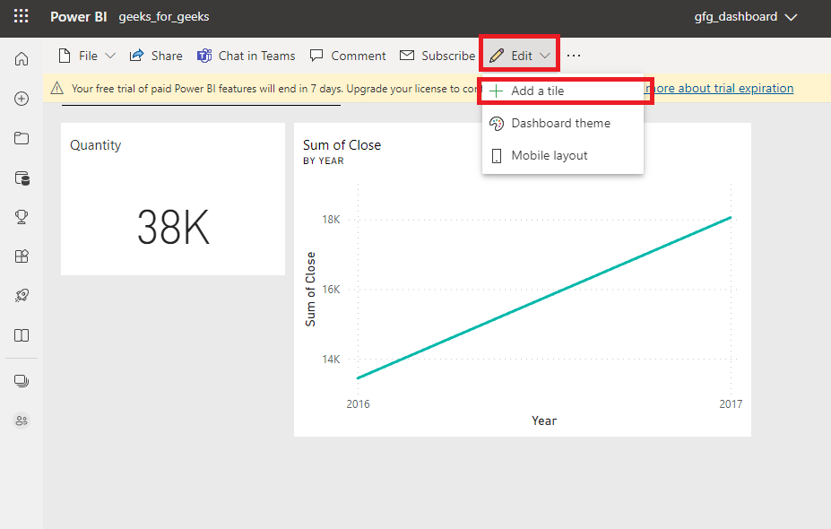 Power BI - How to add Title to Dashboard? - GeeksforGeeks