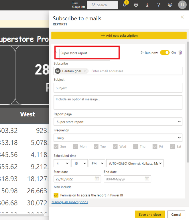 Power BI - Subscribe Report - GeeksforGeeks