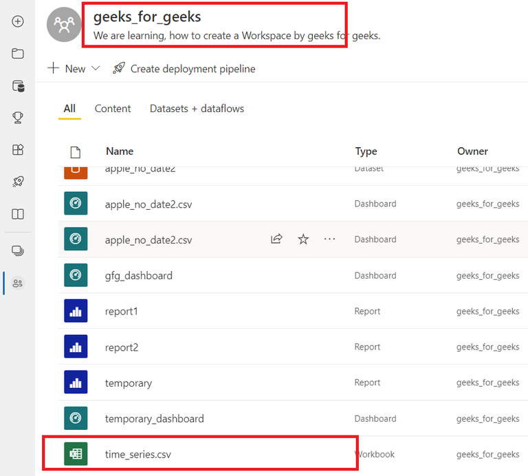 Power BI - Pin Workbooks on the Dashboard - GeeksforGeeks