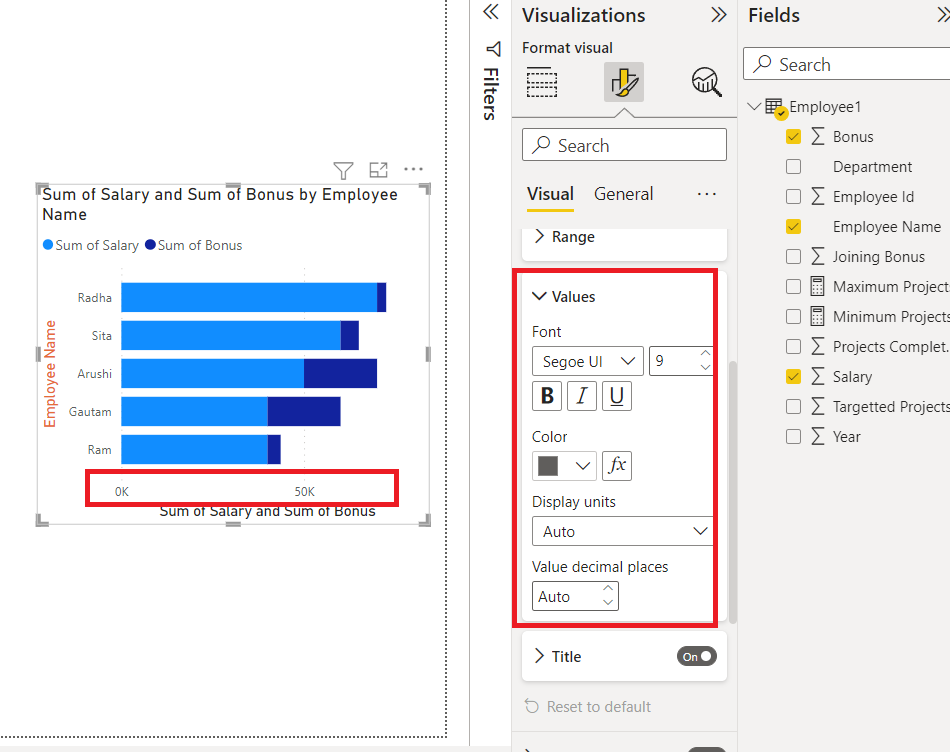 Power BI - How to Format Bar Chart? - GeeksforGeeks