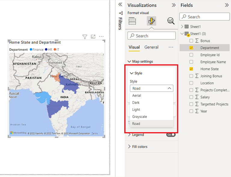 Power BI - Format Filled Map - GeeksforGeeks