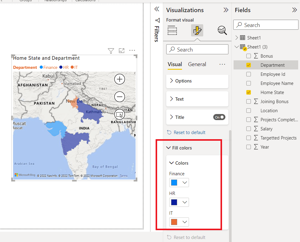 Power BI - Format Filled Map - GeeksforGeeks