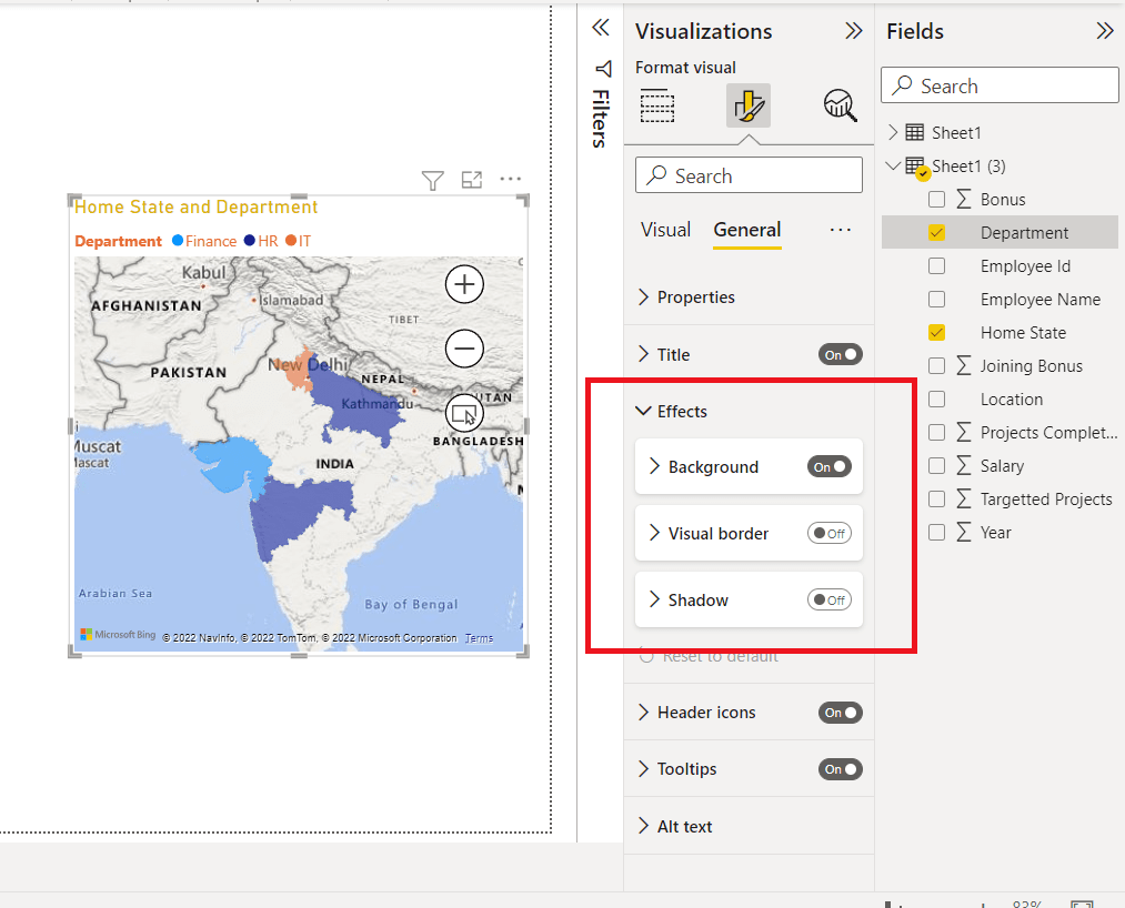 Power BI – Format Filled Map | GeeksforGeeks