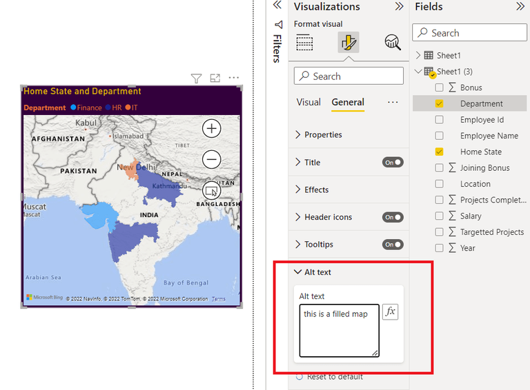 Power BI - Format Filled Map - GeeksforGeeks