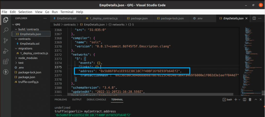 How to Get the Deployed Contract Address in Truffle? - GeeksforGeeks
