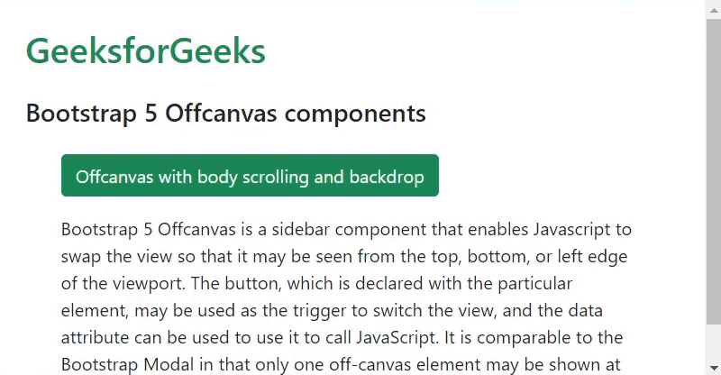 Bootstrap 5 Offcanvas Components - GeeksforGeeks