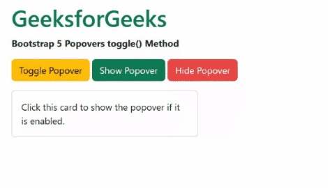 Bootstrap 5 Popovers toggle() Method - GeeksforGeeks