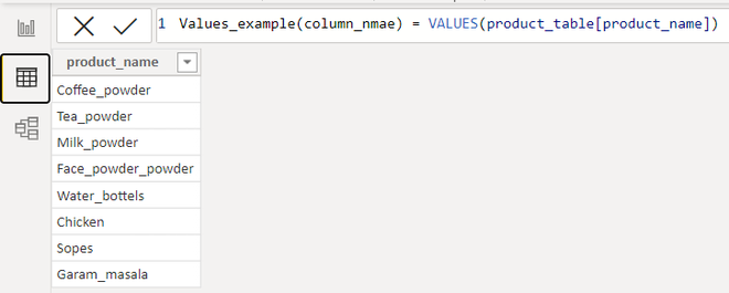Power BI - Values() function - GeeksforGeeks