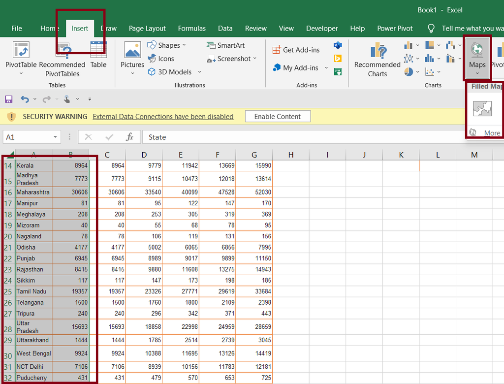 Dynamic Map with Drop-Down in Excel - GeeksforGeeks