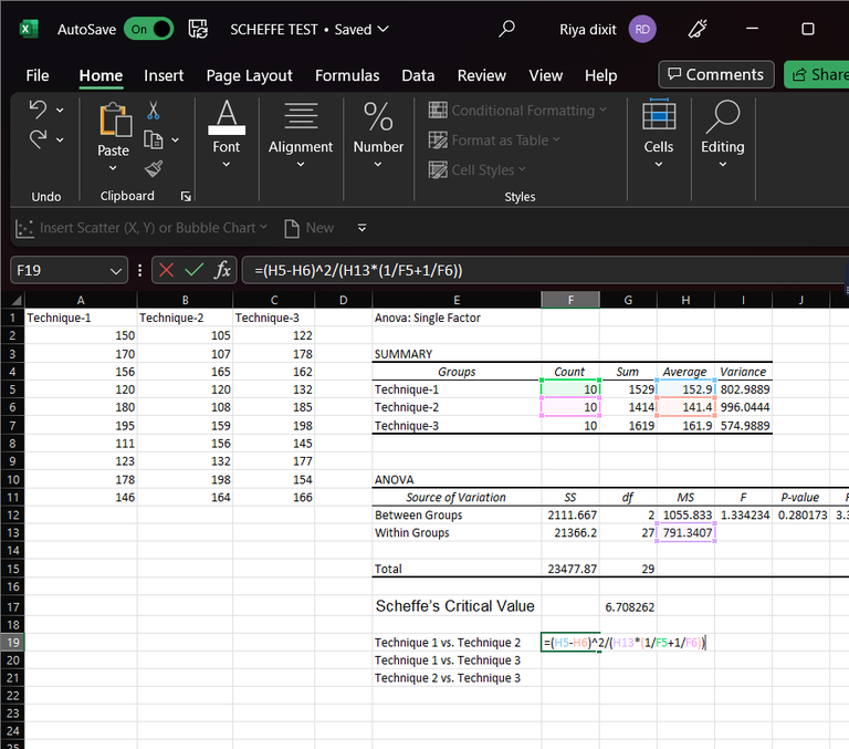 How to Perform Scheffe's Test in Excel? - GeeksforGeeks