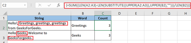 How to Count Words in Excel - GeeksforGeeks