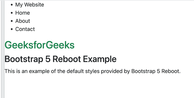 Bootstrap 5 Reboot Page Defaults - GeeksforGeeks