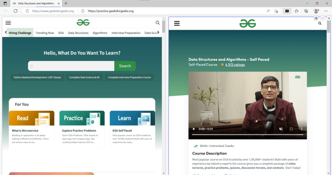How to Use Split Screen in Microsoft Edge? - GeeksforGeeks