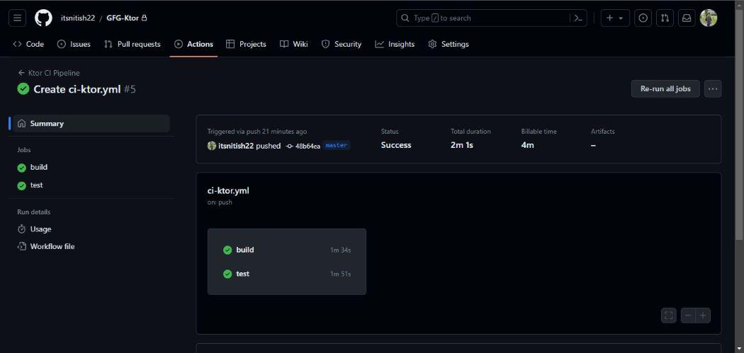 How to Set Up a CI Pipeline for Ktor Using GitHub Actions? - GeeksforGeeks