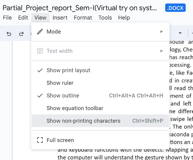 How to show Non-printing characters (Invisibles) in Google Docs ...